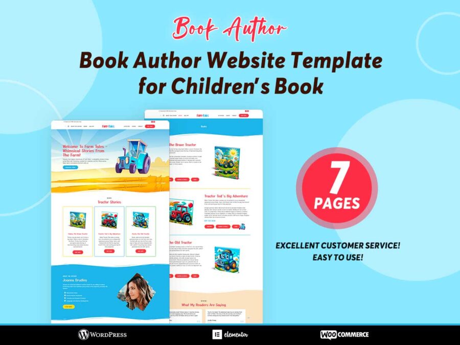 Book Author Website Template For Children's Book Webpage